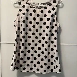 Suzy Shier | Tops | Suzy Shier Black Polka Dot Tank Top W Zip Up Back ...